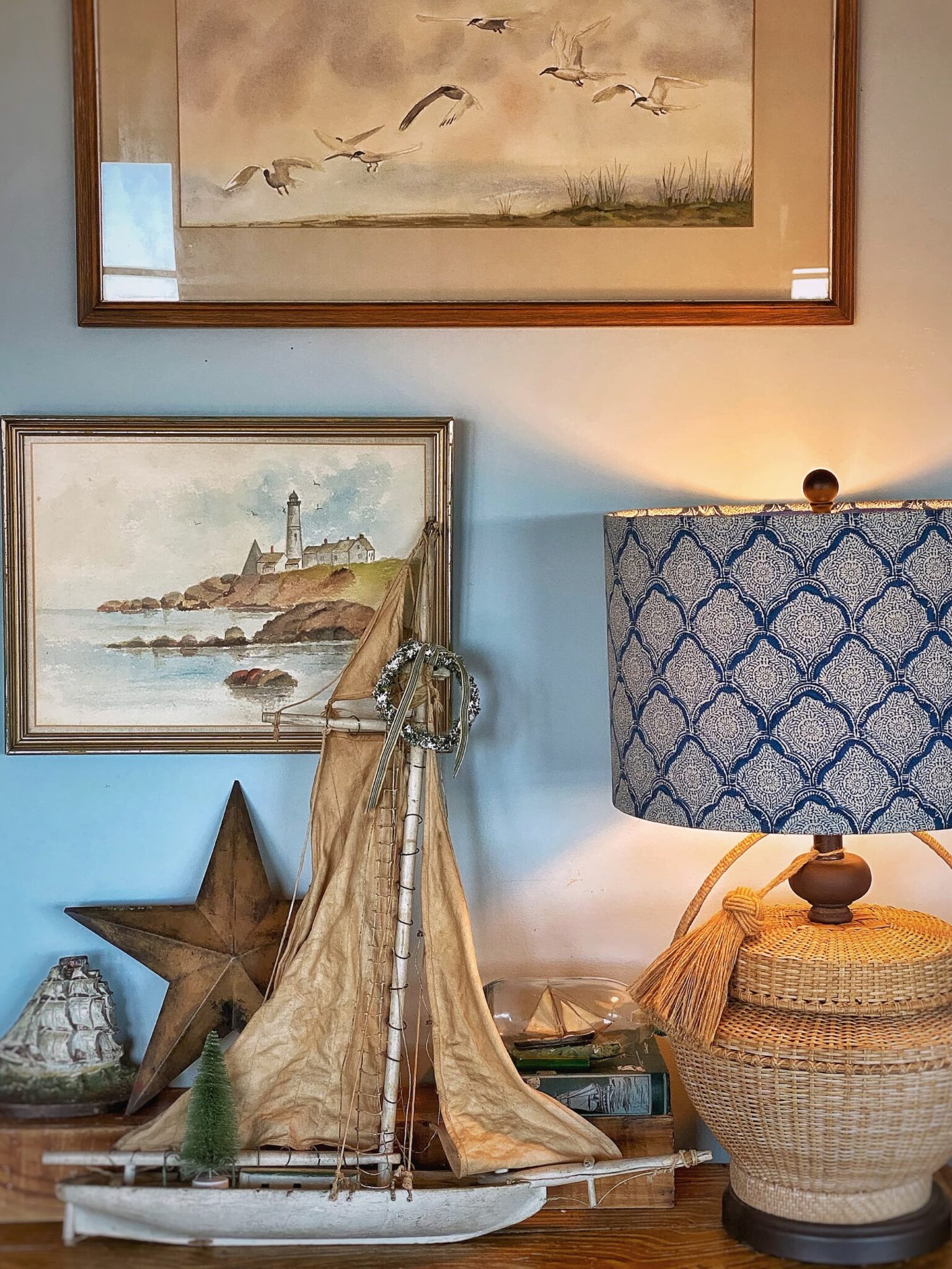 A Natural Coastal Maine Holiday Living Room - Molly in Maine