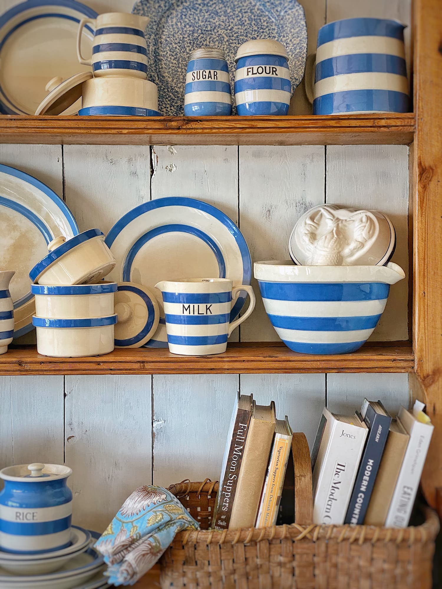 Coastal Blue and White: My Cornishware Hutch - Molly in Maine
