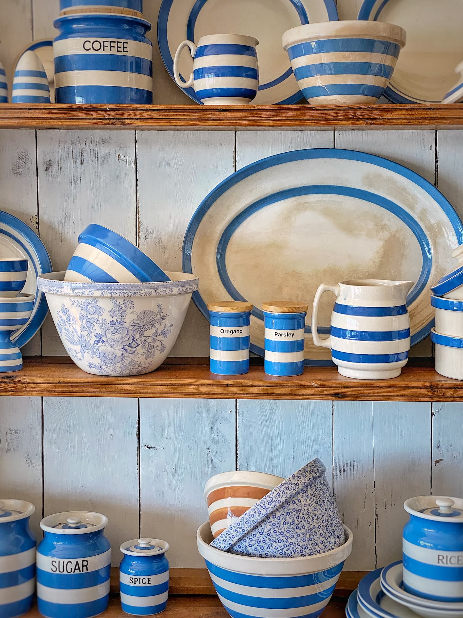 Coastal Blue and White: My Cornishware Hutch - Molly in Maine