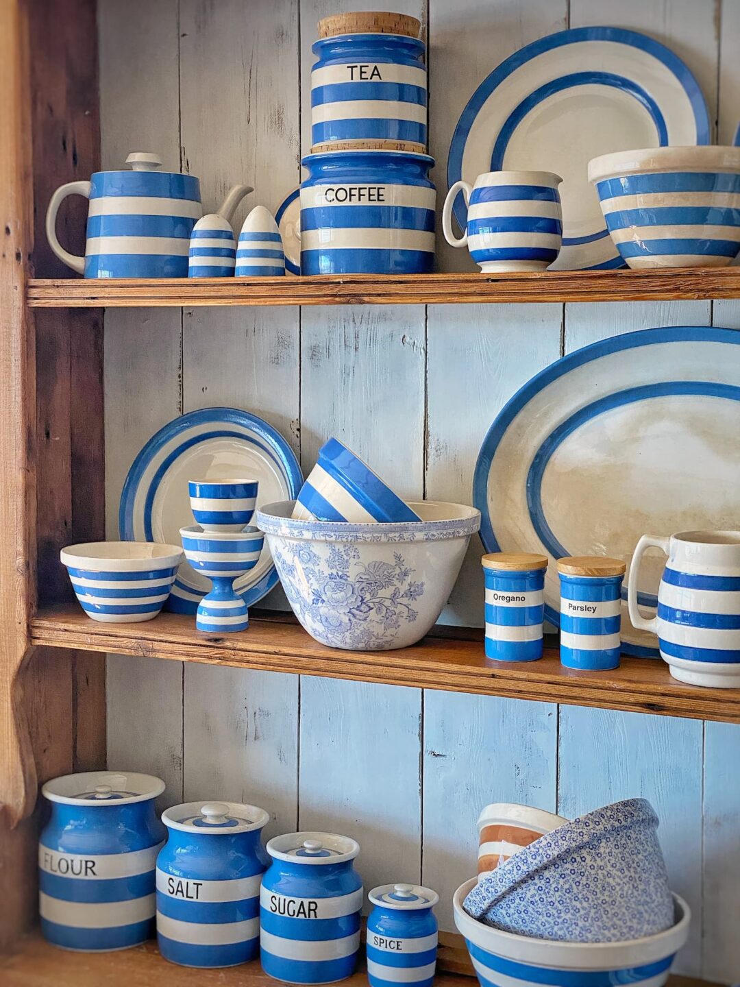 Coastal Blue and White: My Cornishware Hutch - Molly in Maine