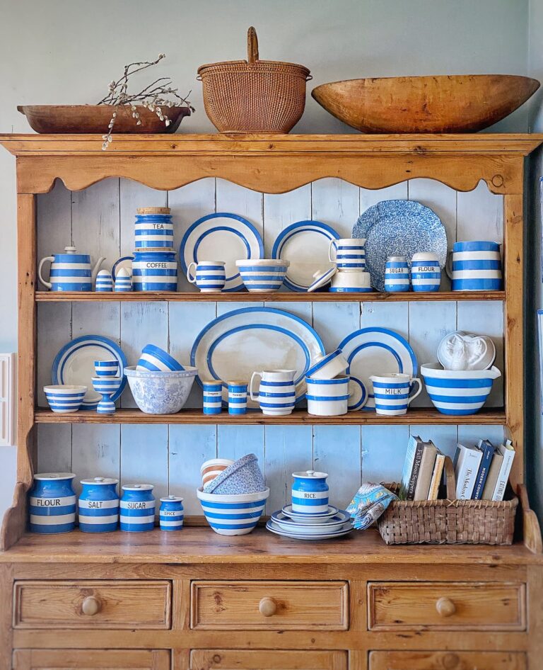 Coastal Blue and White: My Cornishware Hutch - Molly in Maine
