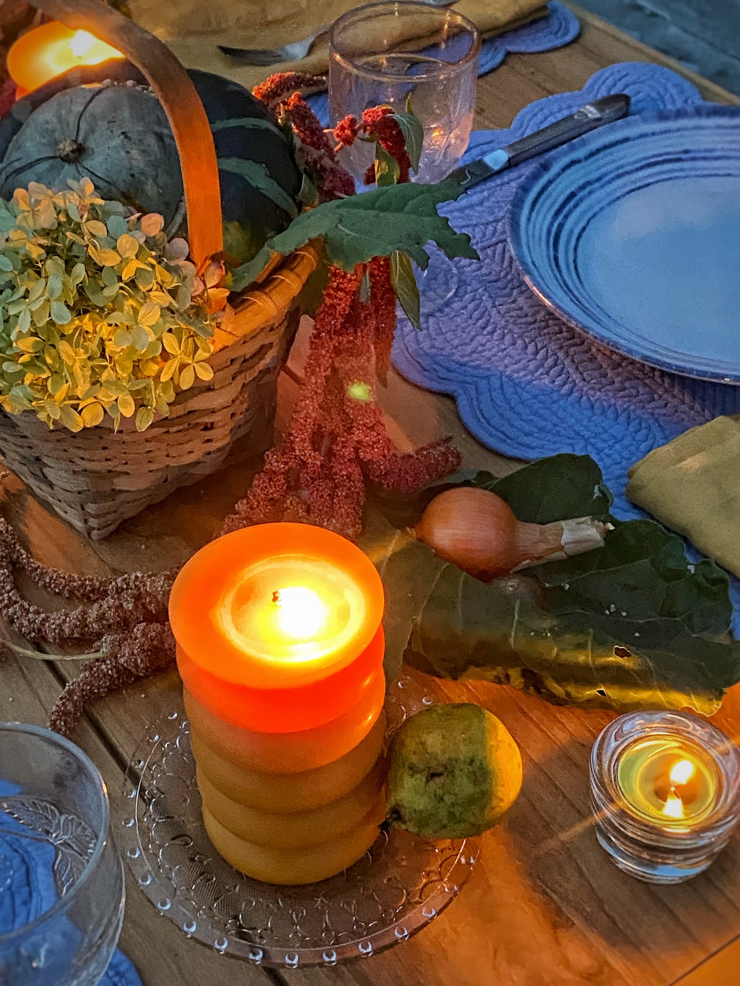 An Outdoor Harvest Table Set With Fall's Bounty - Molly in Maine