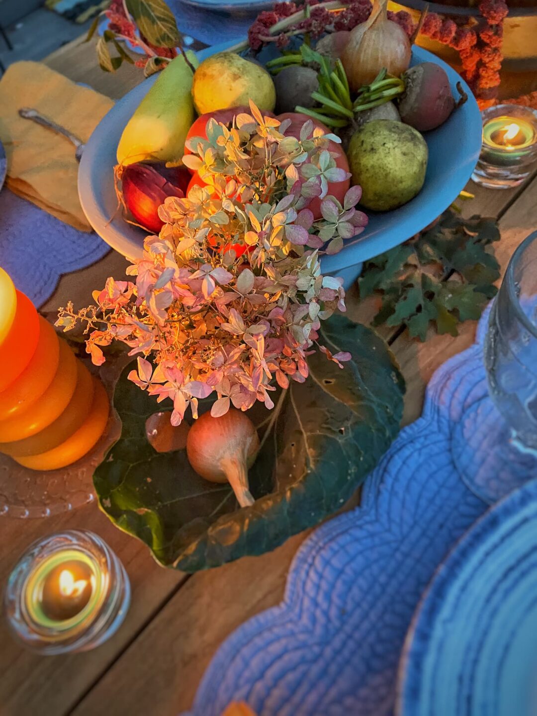 An Outdoor Harvest Table Set With Fall's Bounty - Molly in Maine