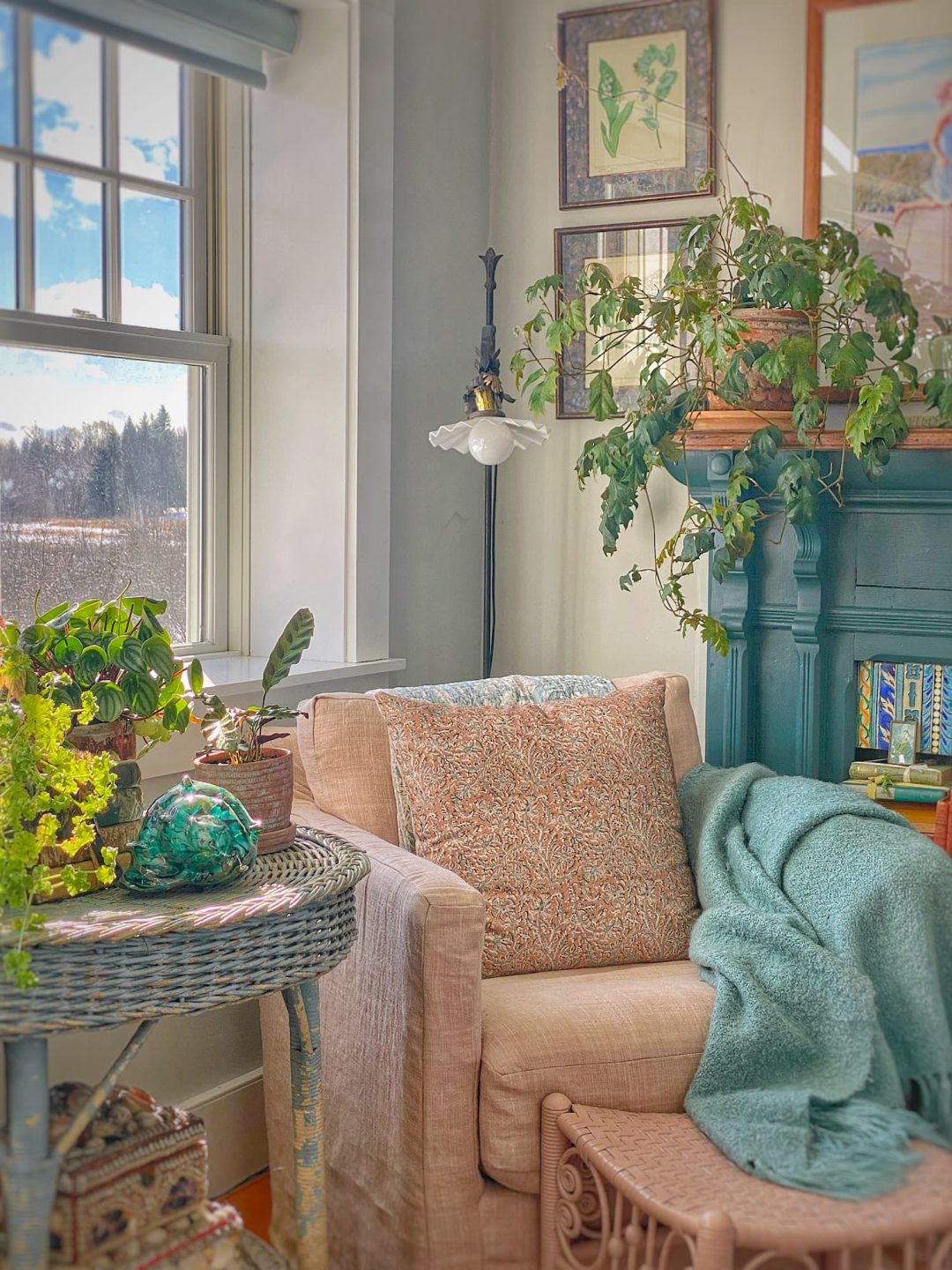 A Cozy Faux Fireplace Bedroom Reading Nook - Molly in Maine