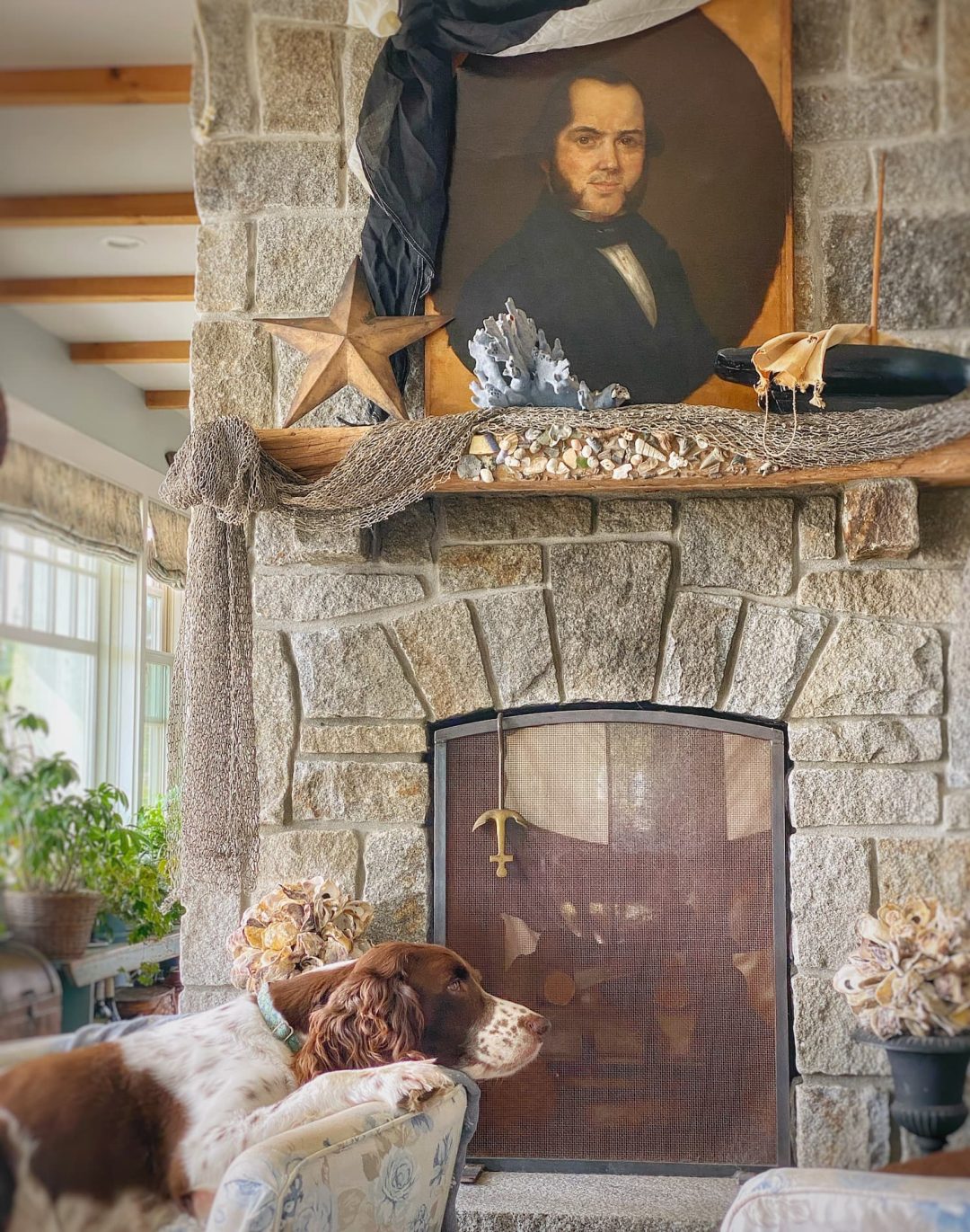 An Antique Portrait Late Summer Mantel Refresh - Molly in Maine