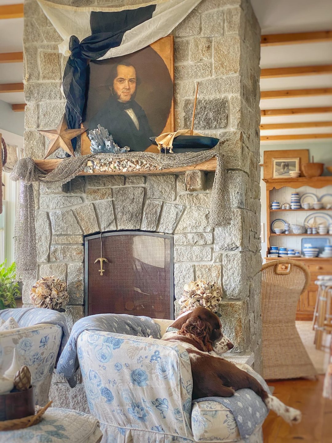 An Antique Portrait Late Summer Mantel Refresh - Molly in Maine