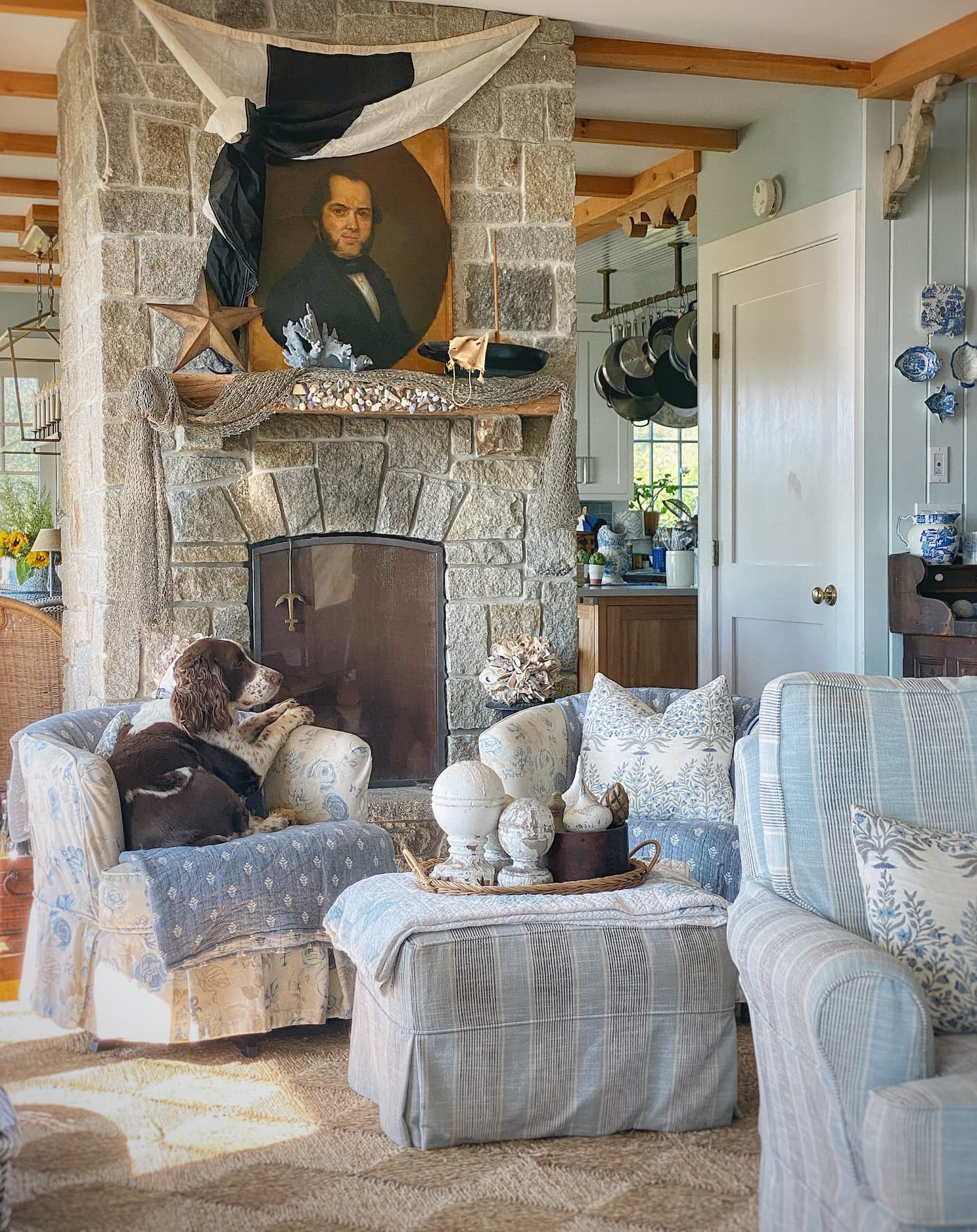An Antique Portrait Late Summer Mantel Refresh - Molly in Maine