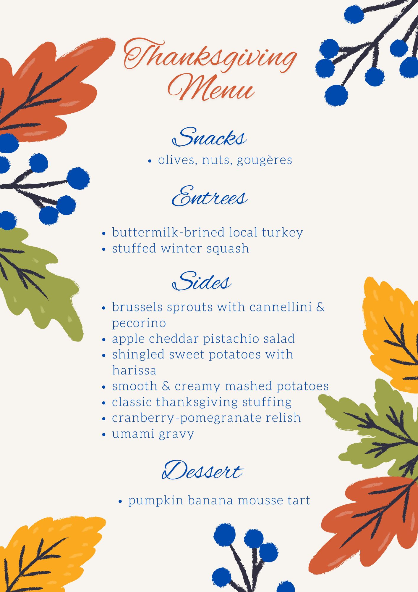 Our Family's 2024 Thanksgiving Dinner Menu - Molly in Maine